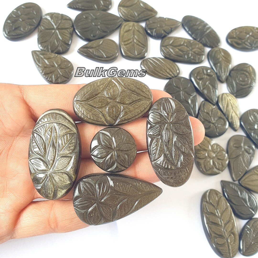 Carved Golden Obsidian -carved Obsidian - Natural Obsidian - Cut ...
