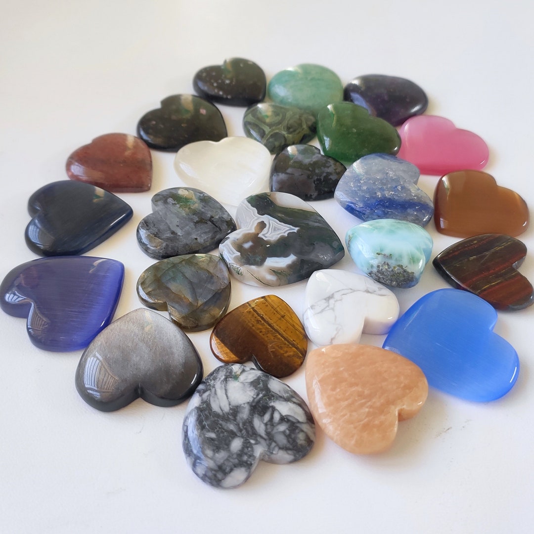 25 Pieces Heart Cabochon Lot - Special Mix Gemstone Lot - Limited ...