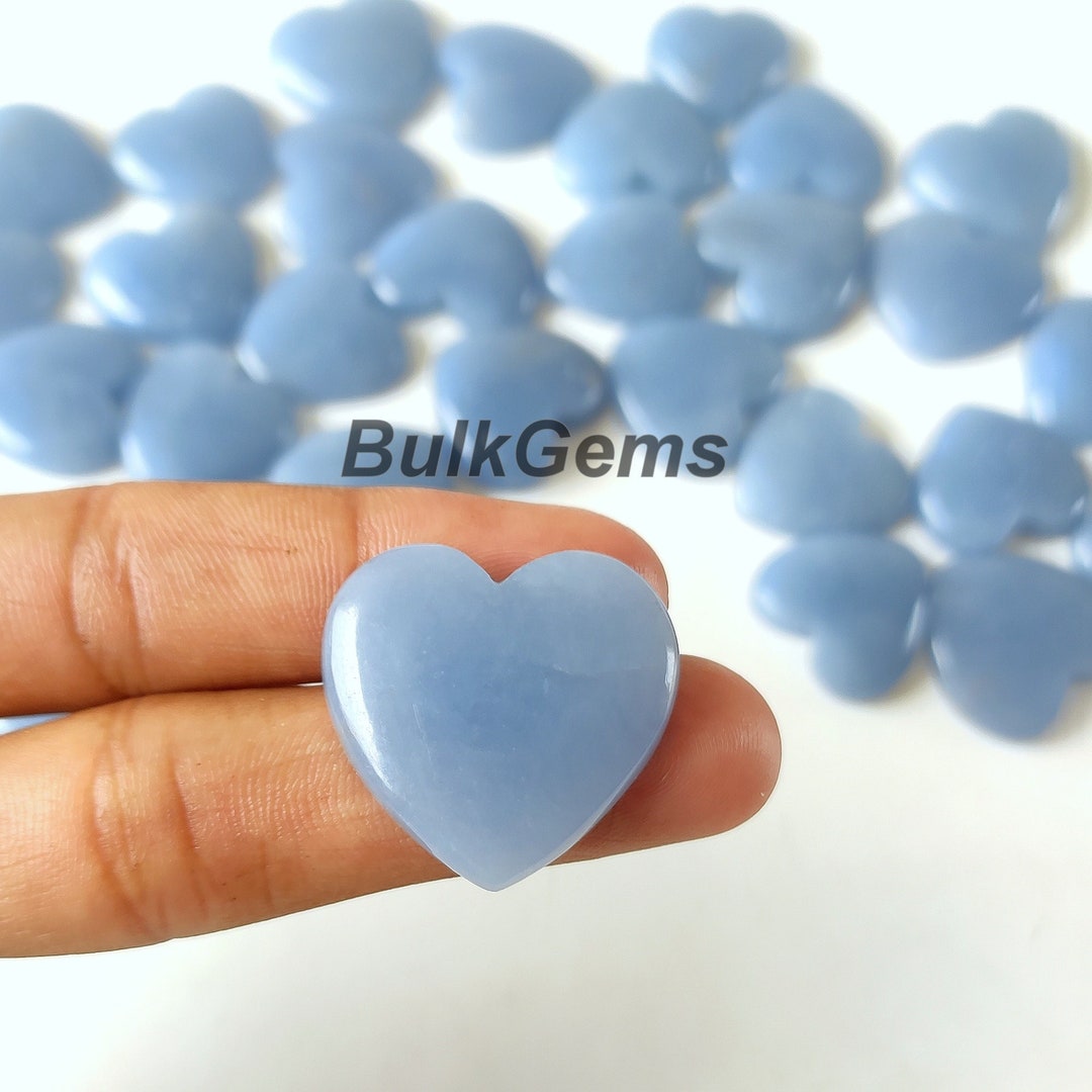Hand Polished Angelite Heart - Jewelry Making Gemstone (20-35mm) - Etsy