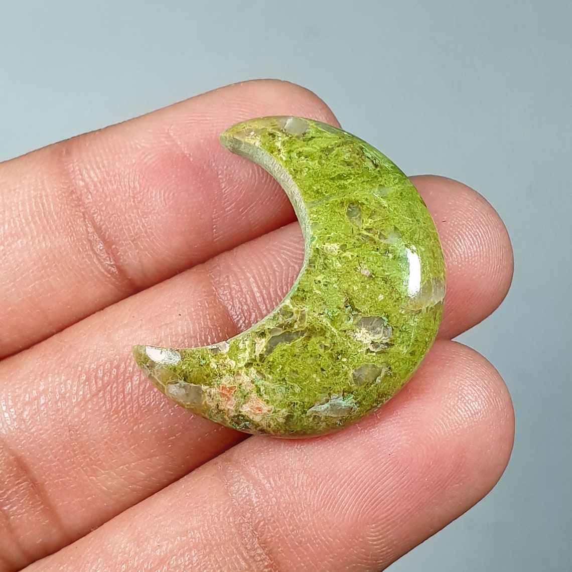 Alluring Natural Unakite Jasper Moon Crescent Jasper Moon | Etsy