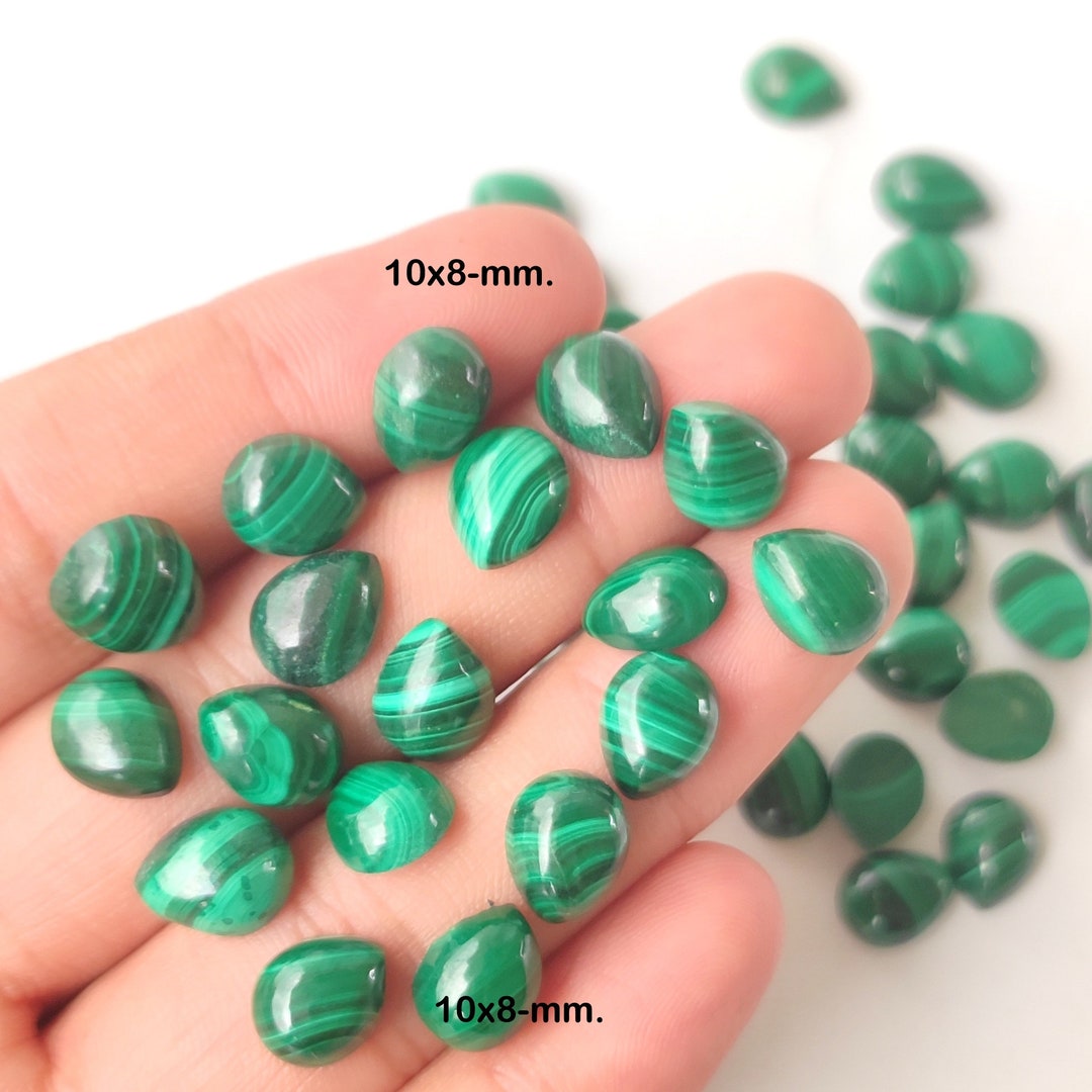 Malachite Gemstone - Calibrated 10x8-mm Pear - Natural Malachite ...