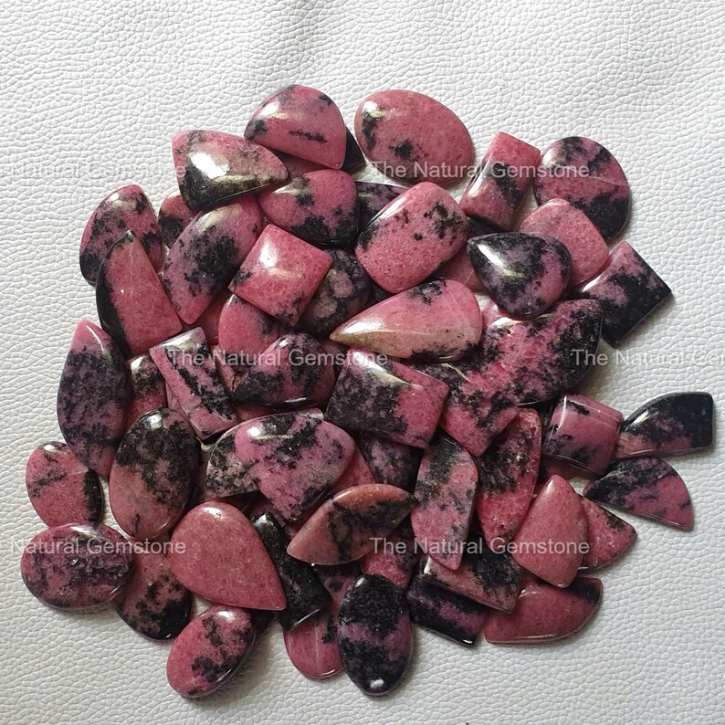 Pink Rhodonite Cabochons, Bulk Designer Crystals, Jewelry Making ...