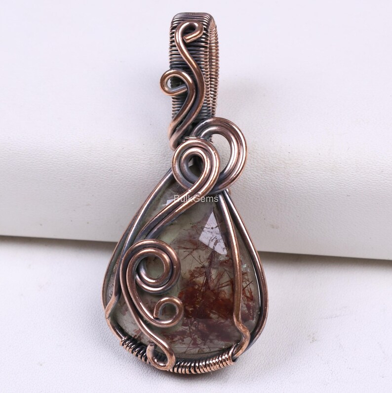Rutile Quartz Copper Wire Wrapped Pendant Handmade Natural Gemstone ...