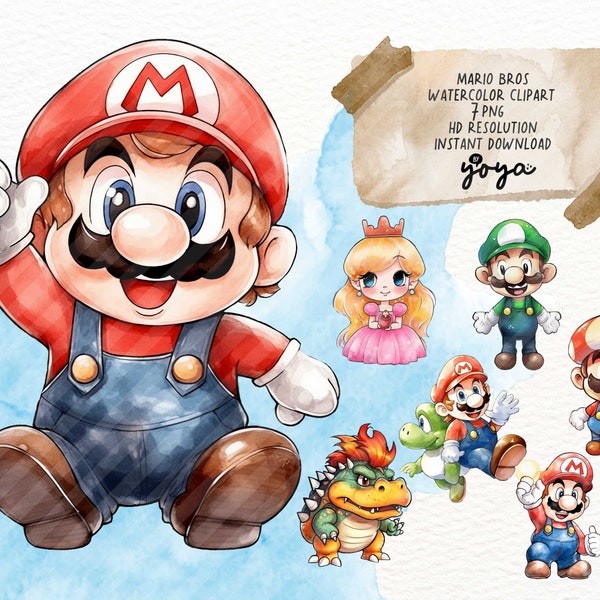 Cute Super Mario Clipart - Etsy