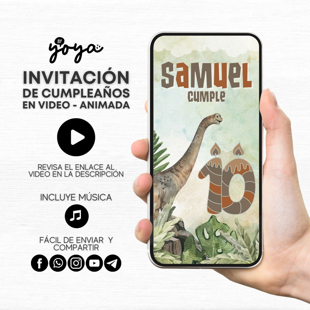 Dino Boy Invitation Video Spanish, Dinosaurs Themed Invitation ...