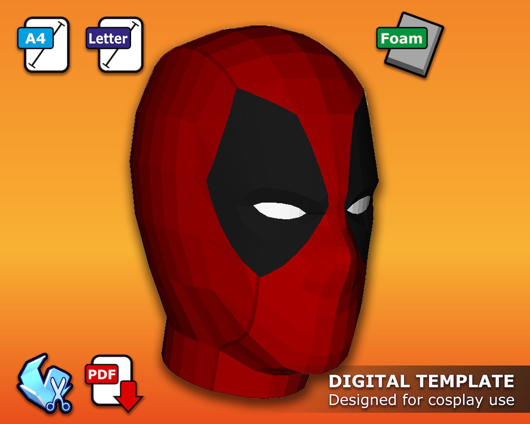 Dead Pool Mask Pepakura 3D Template - Etsy