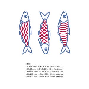 Sardine Trio Embroidery Design: Summer Embroidery File (digital ...