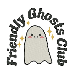 Friendly Ghosts Club Embroidery Design, Cute Ghost Embroidery Design ...