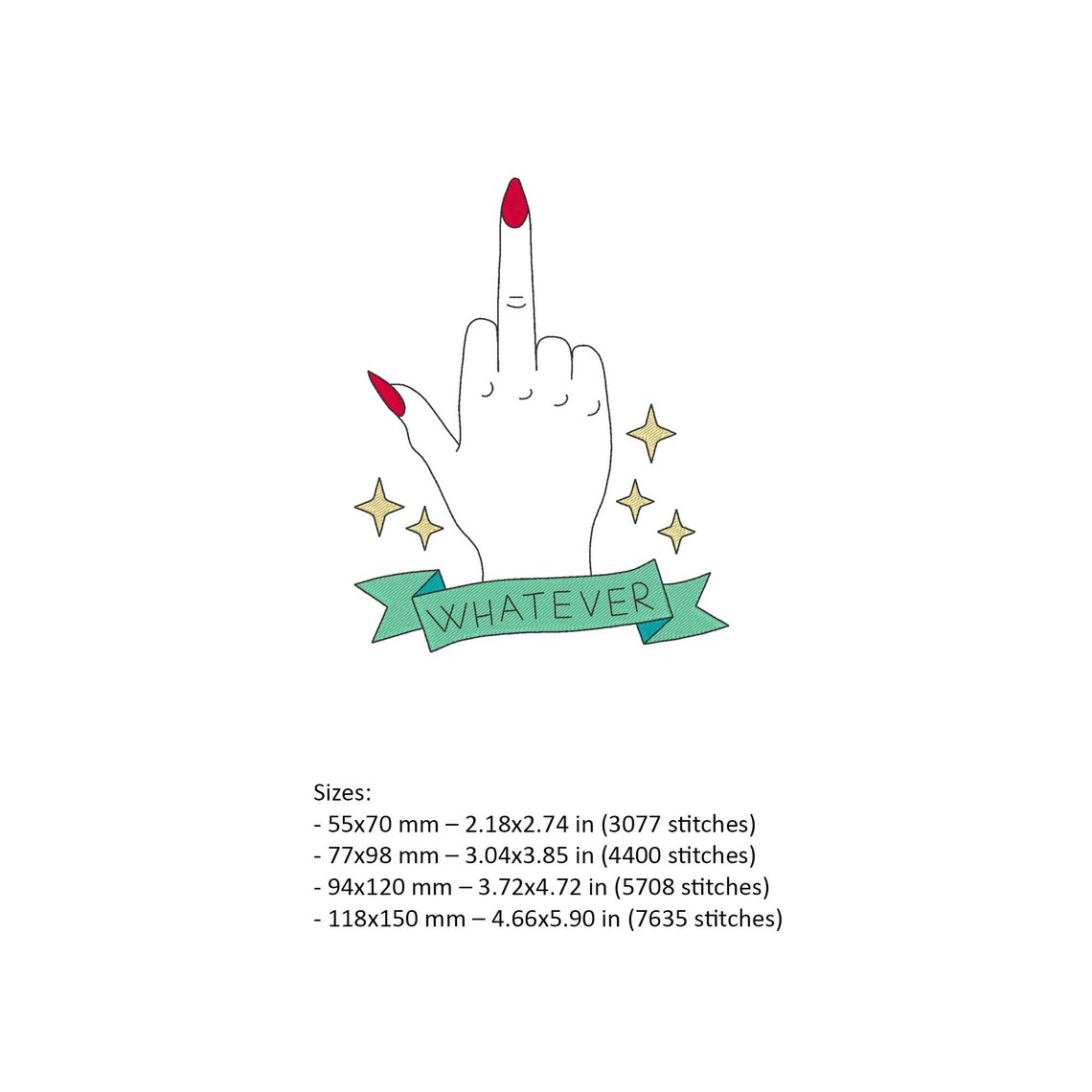 Middle Finger Embroidery Design Line Art Embroidery Design - Etsy