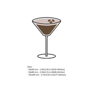 Espresso Martini Embroidery Design: Cocktail Embroidery File (digital ...