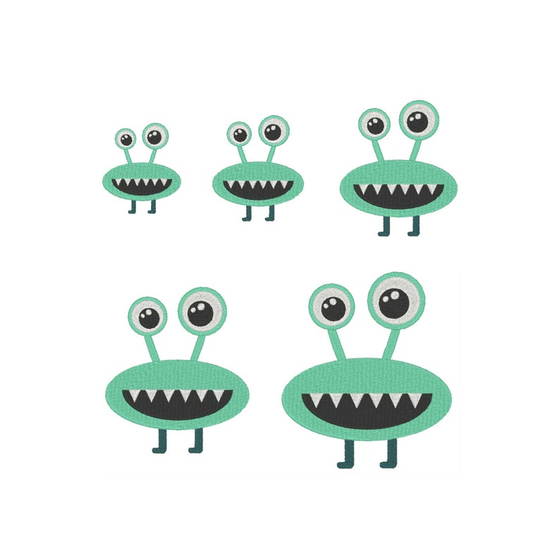 Monster Embroidery Design Set: Halloween Embroidery Files (digital ...