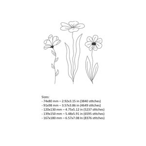 Flowers Machine Embroidery Design, Flowers Embroidery Design, Line Art ...