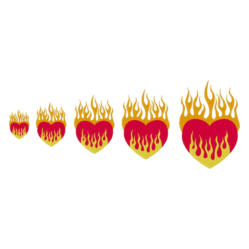 Flaming Heart Embroidery Designs: Valentines Day Embroidery Files ...