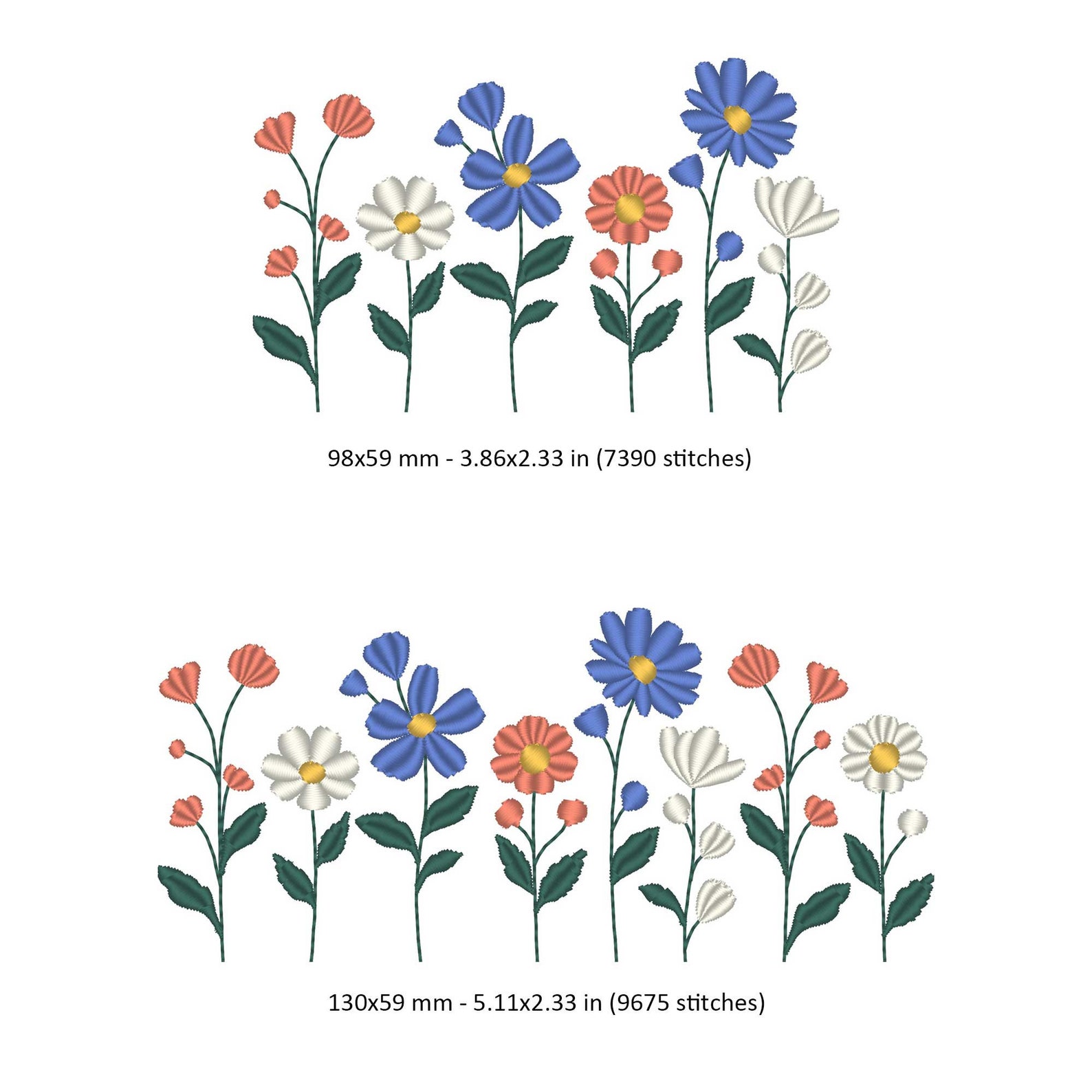 Spring Flowers Embroidery Design: Botanical Machine Embroidery (digital ...
