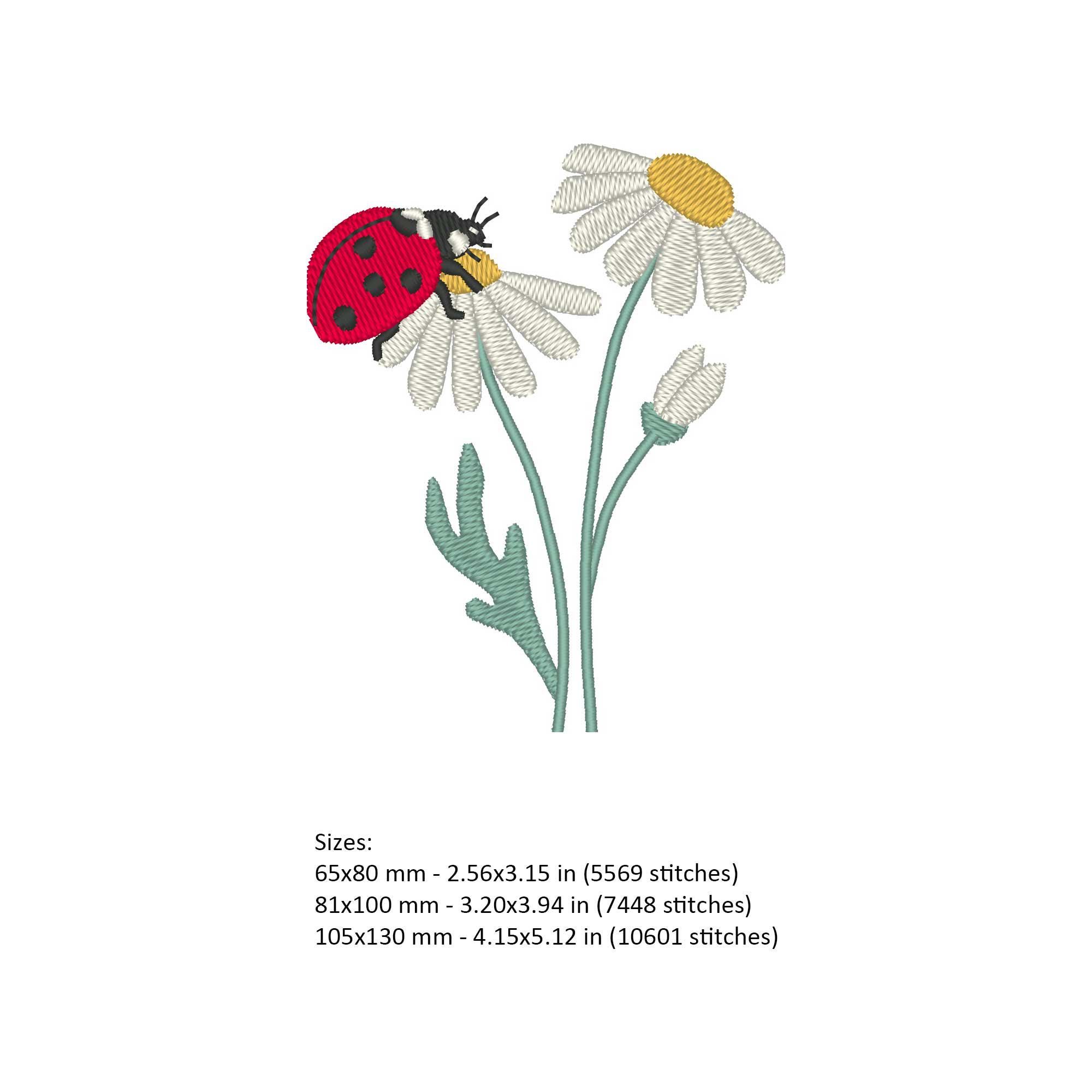 Ladybug on Daisy Embroidery Design: Spring Flowers (digital Download ...