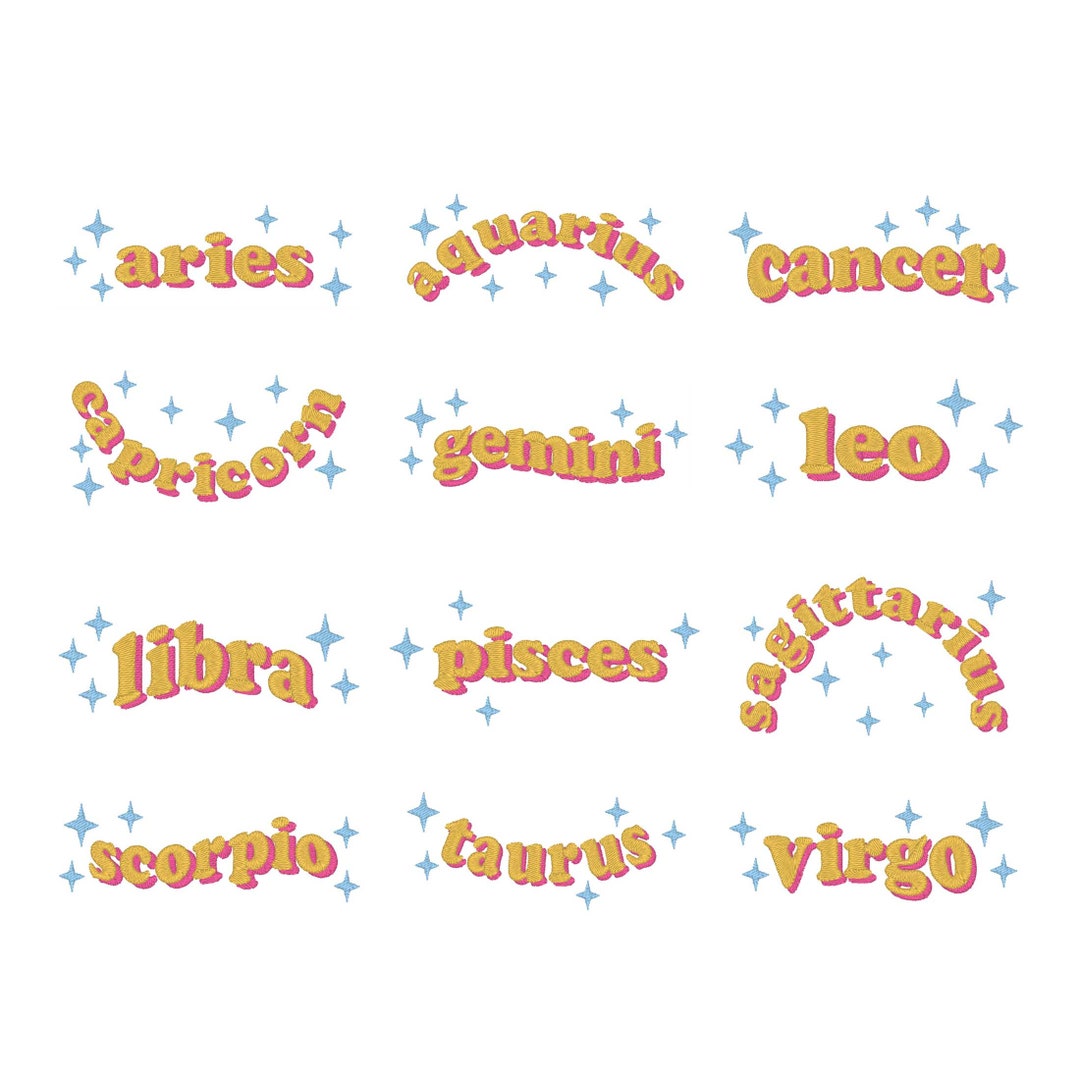 Zodiac Signs Embroidery Design Pack: Astrology Embroidery Files ...