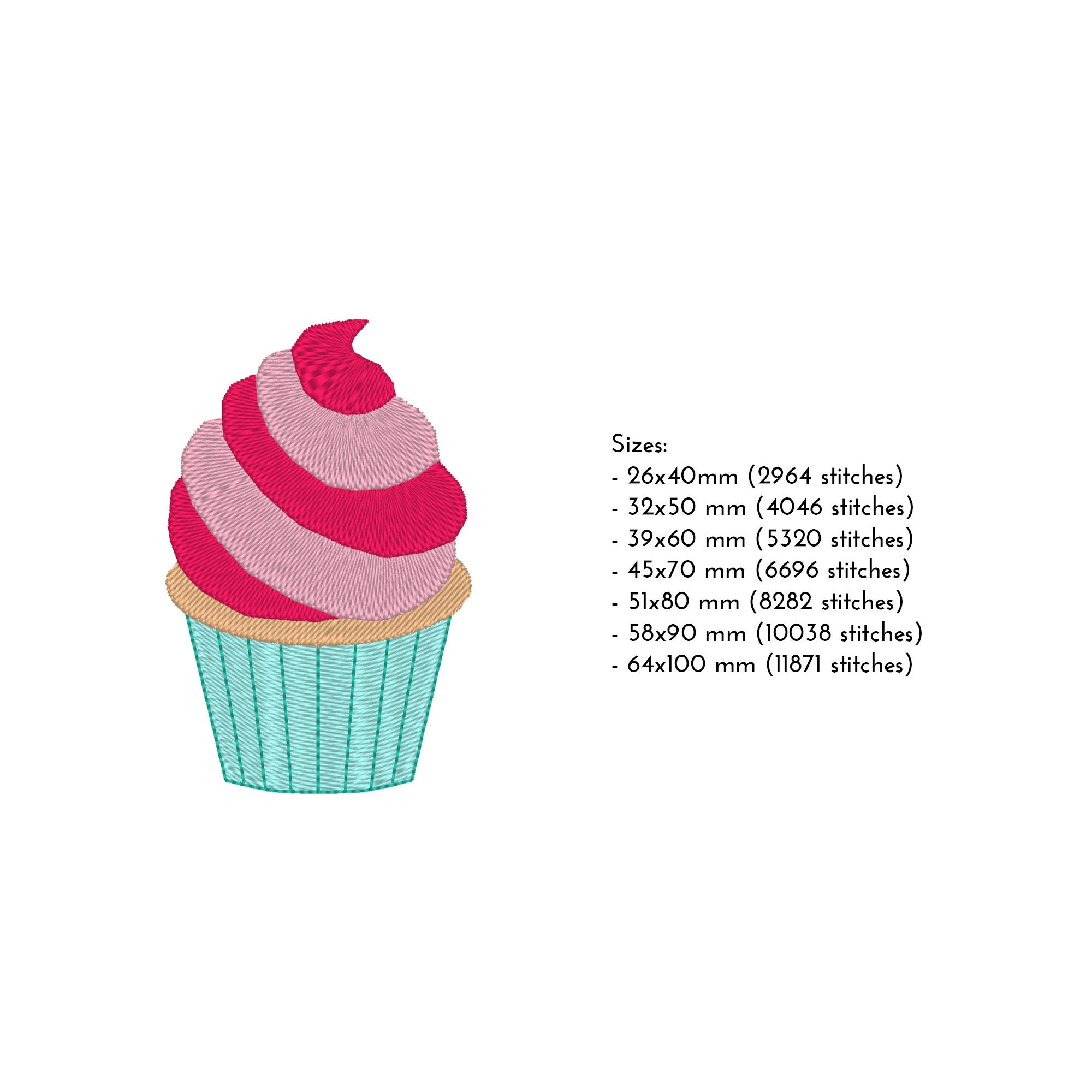 Cupcake Digital Embroidery Design Cupcake Machine Embroidery - Etsy