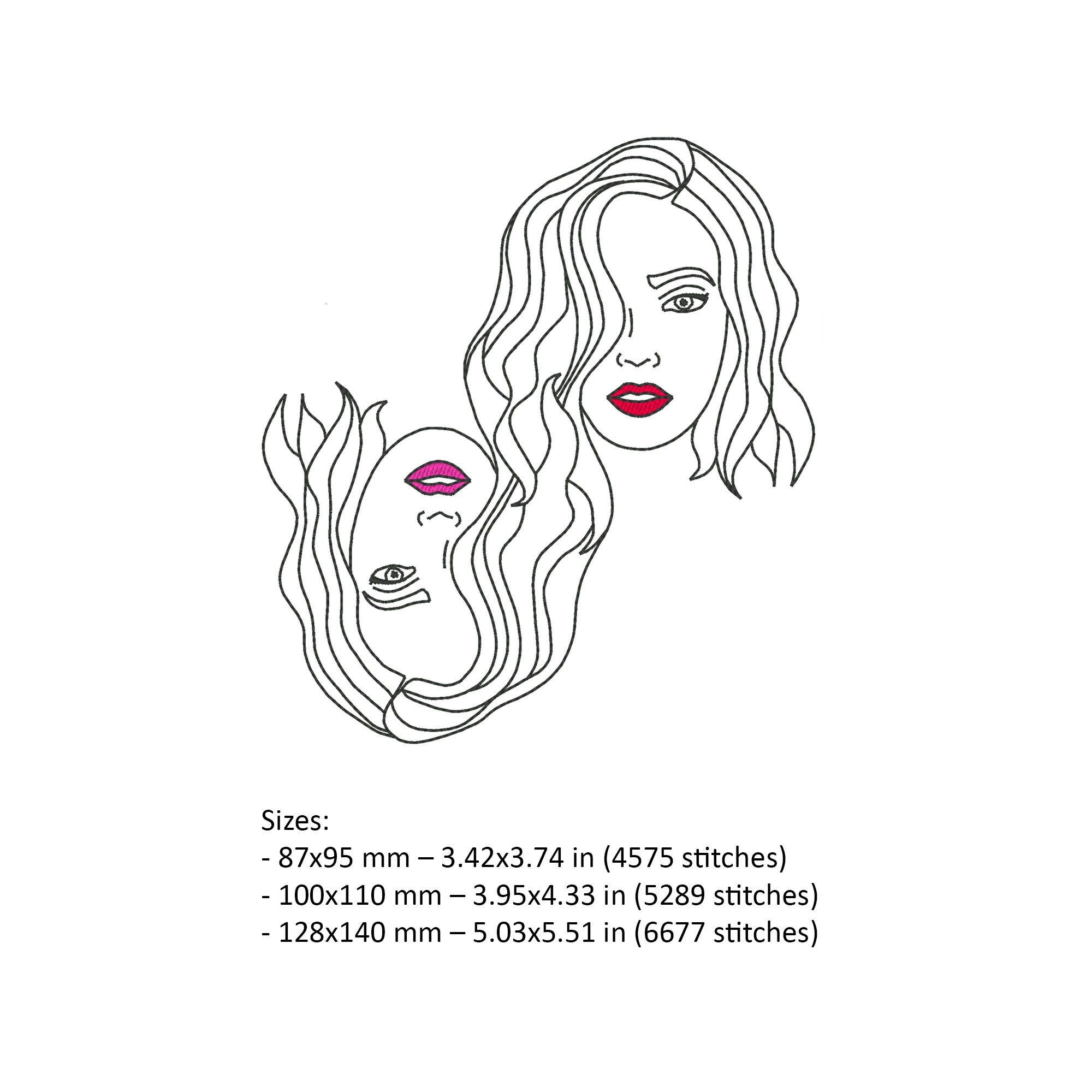 Women Line Art Embroidery Design (digital Download) - Etsy