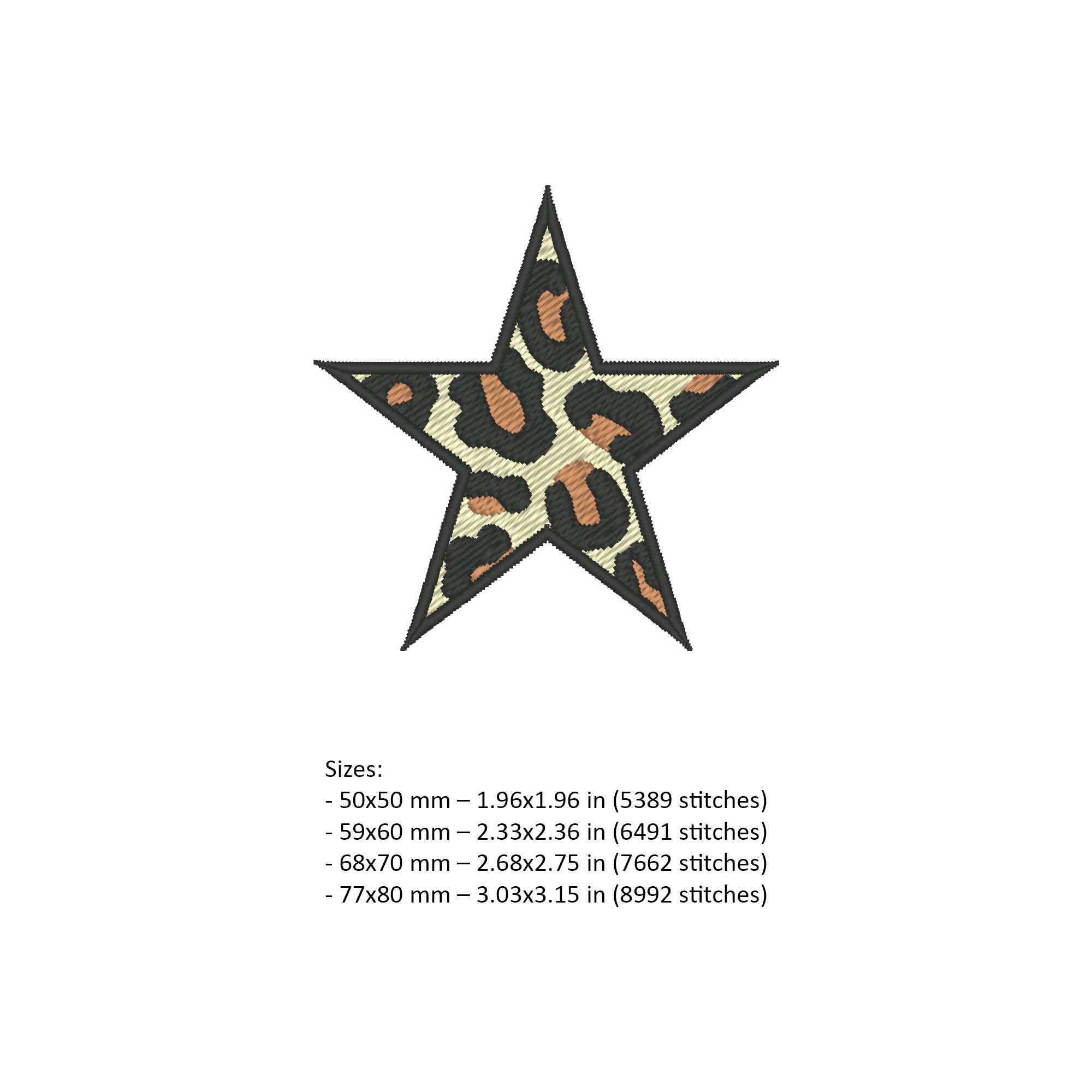 Leopard Print Embroidery Designs: Heart, Star, Lightning Bolt (digital ...