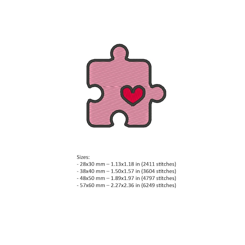 Heart Puzzle Embroidery Design: Valentine's Day Machine Embroidery File ...