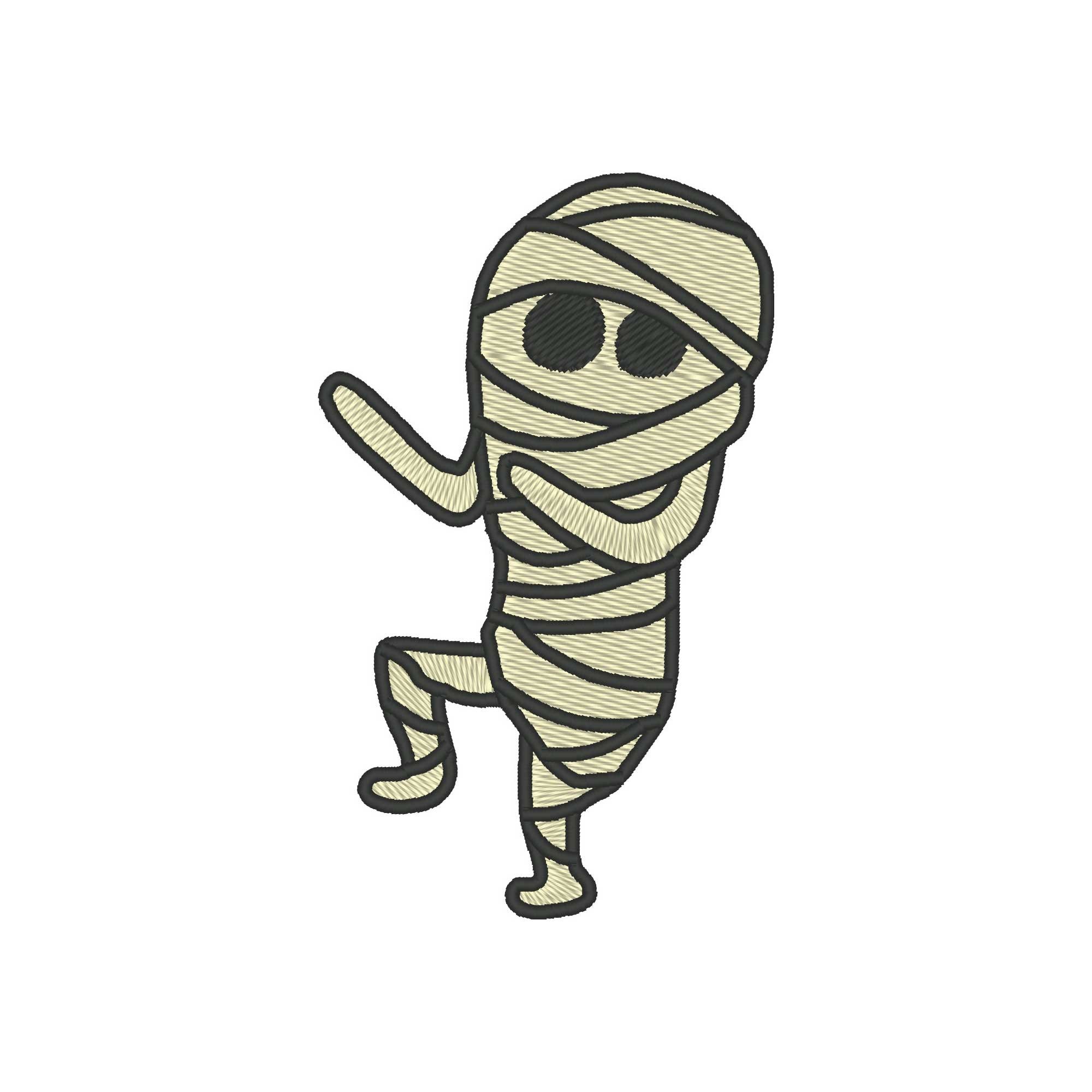 Dancing Mummy Embroidery Design, Cute Embroidery Design for Halloween ...