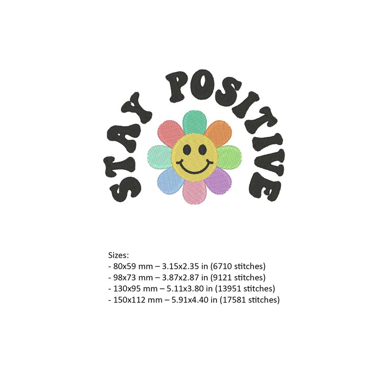 Stay Positive Embroidery Design Smiley Flower Embroidery - Etsy UK