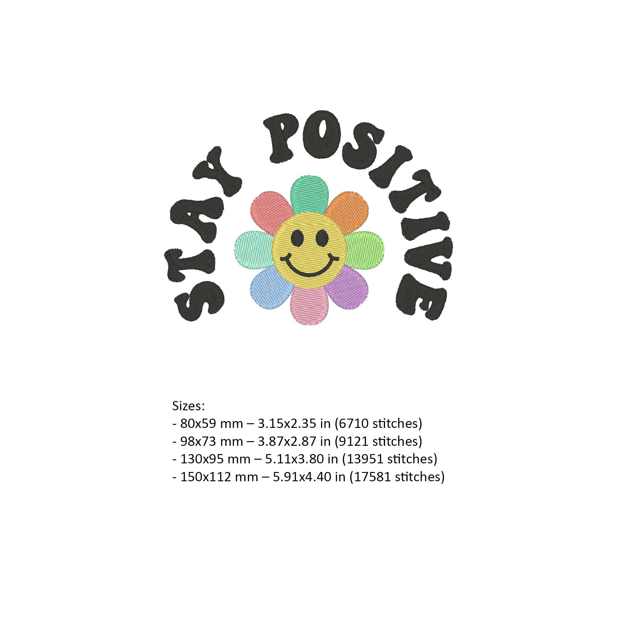 Stay Positive Embroidery Design Smiley Flower Embroidery - Etsy UK