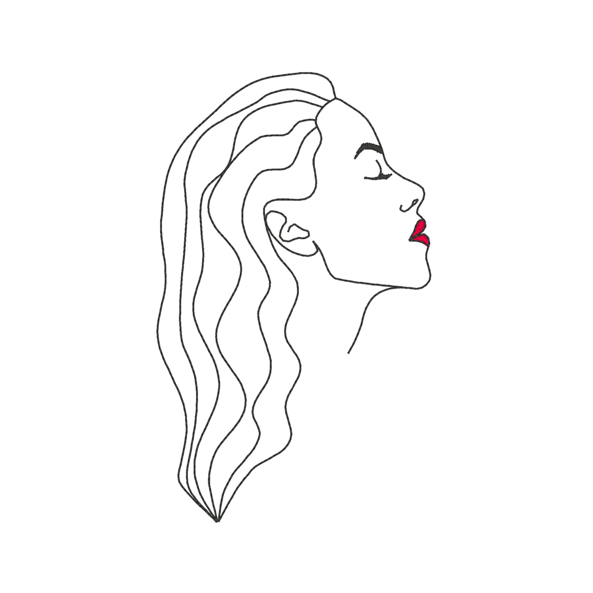 Woman Embroidery Design One Line Embroidery Design Face Line - Etsy
