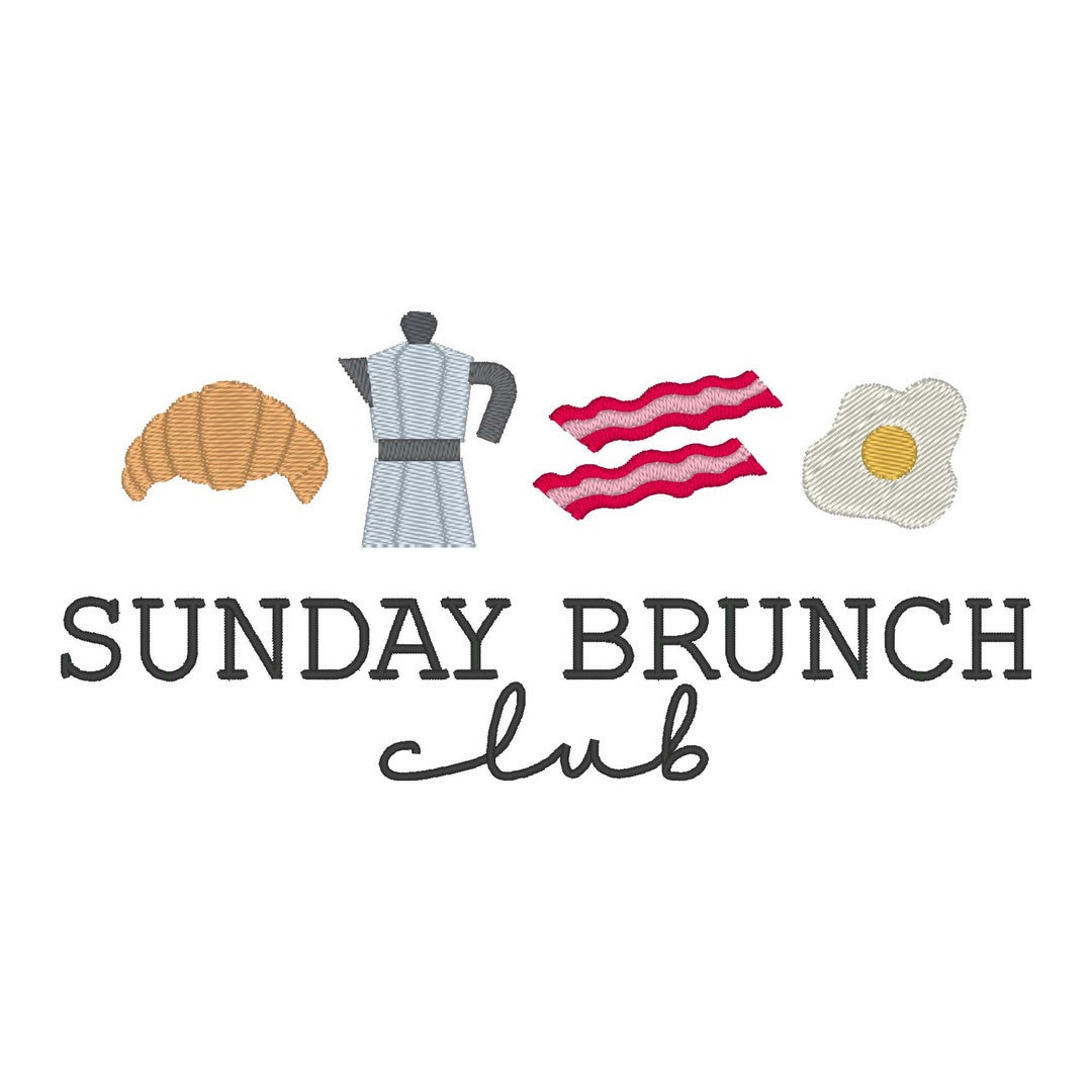 Sunday Brunch Club Embroidery Design: Trendy Food Embroidery File ...