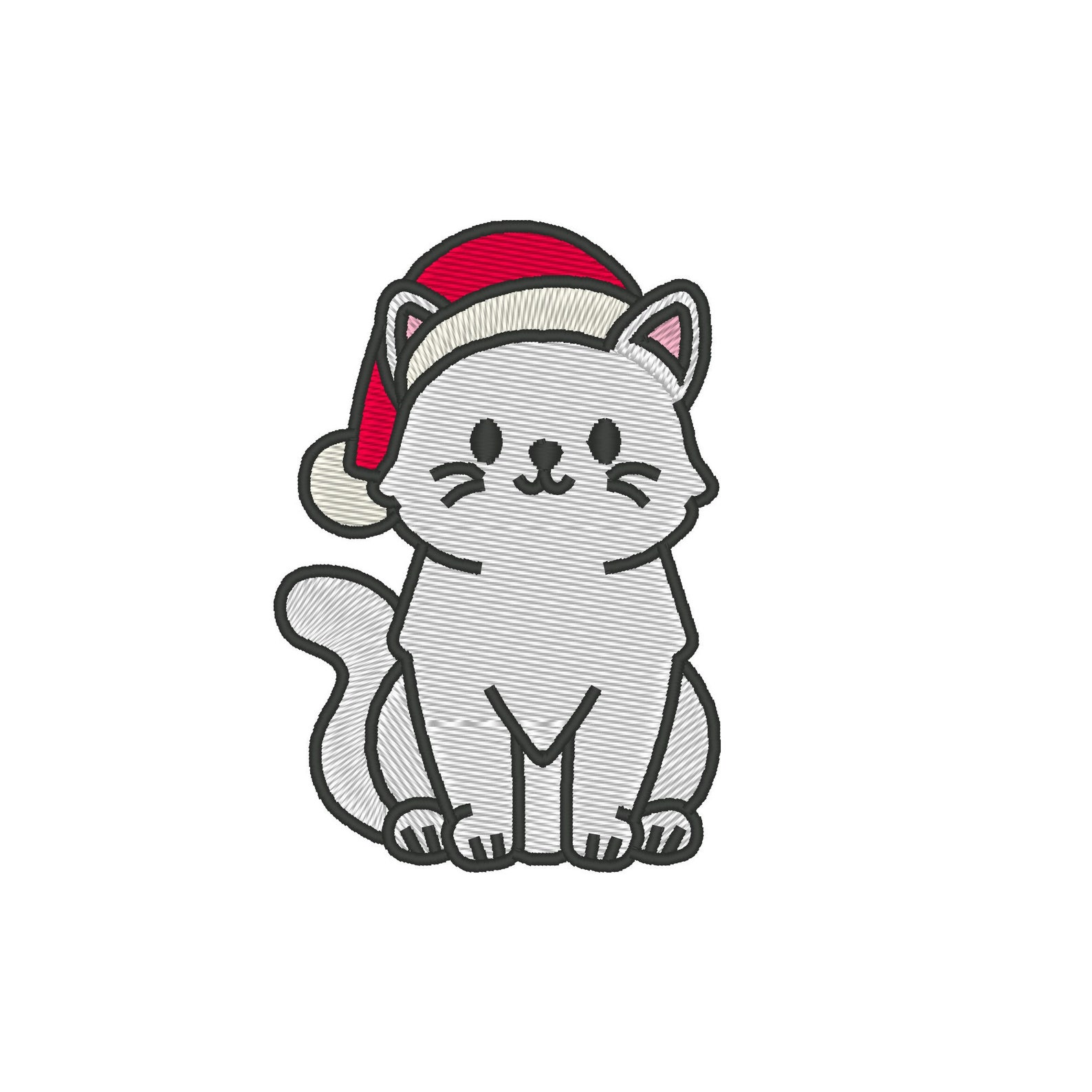 Christmas Cat Embroidery Design: Mini Holiday Machine Embroidery File ...