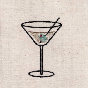 Martini Glass Embroidery Design: Cocktail Embroidery File (digital ...