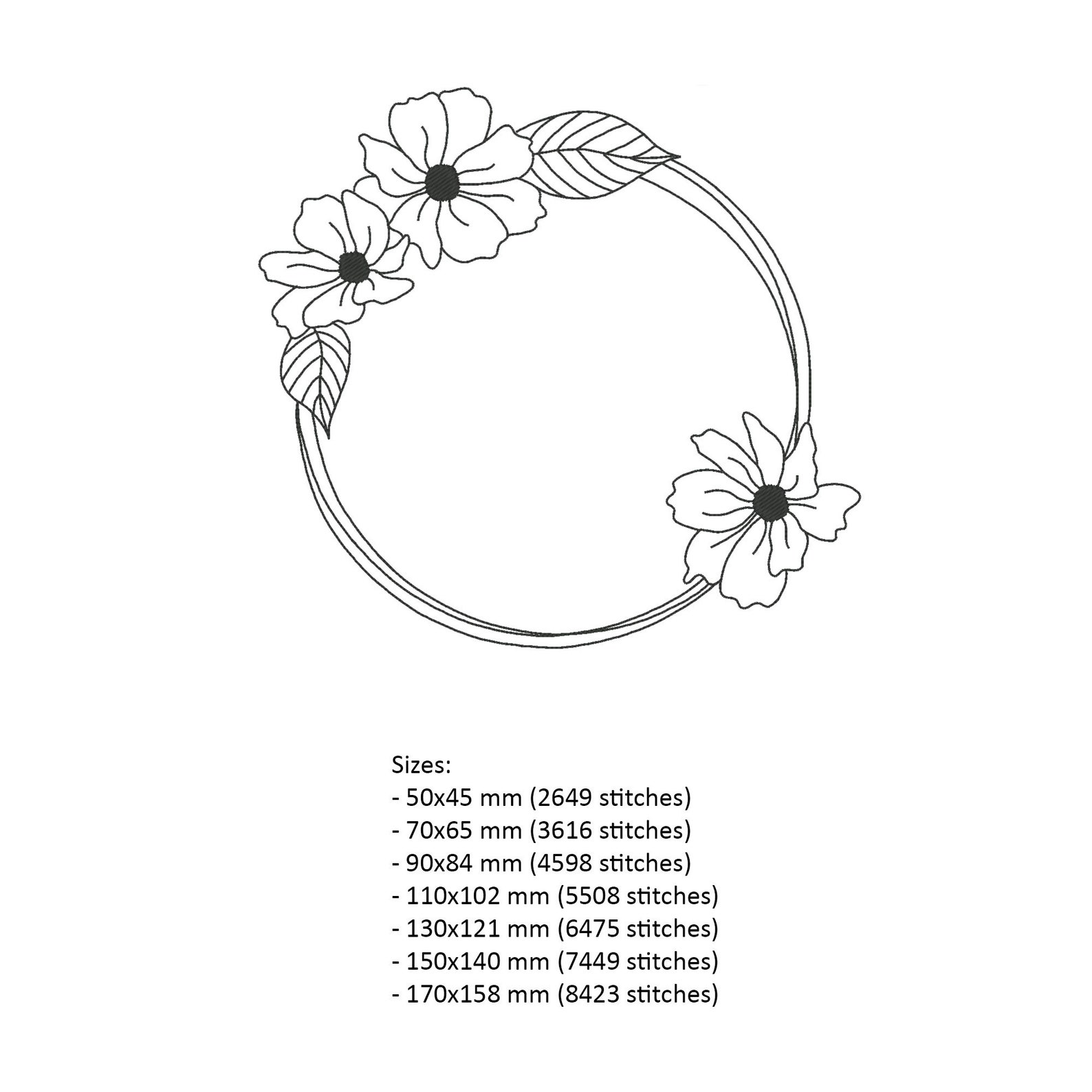 Flower Frame Embroidery Design Floral Embroidery Design | Etsy