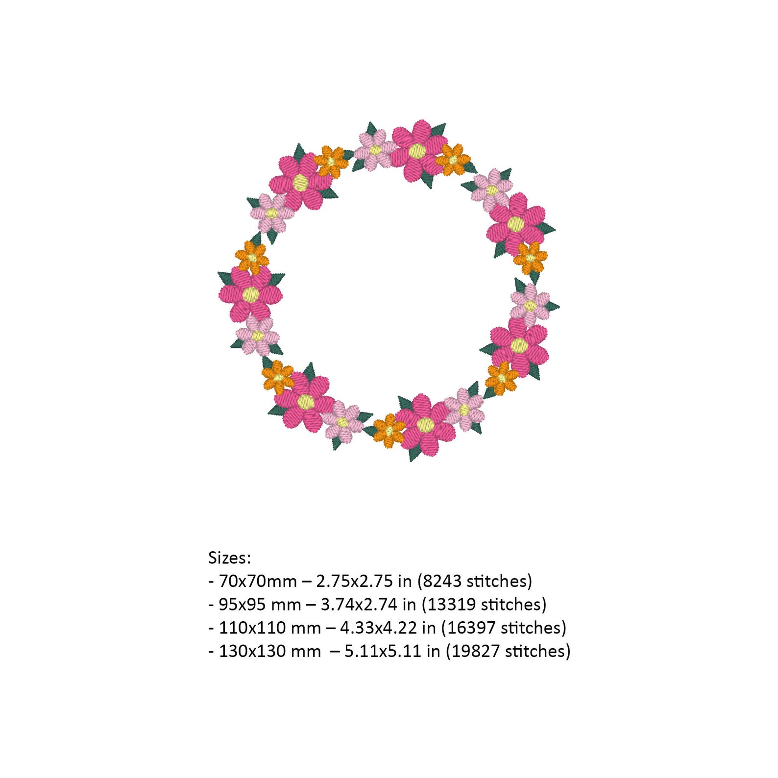 Flower Wreath Embroidery Design Flower Frame Embroidery - Etsy