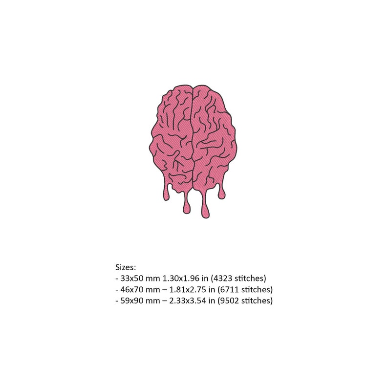 Melting Brain Embroidery File Brain Embroidery Design Brain - Etsy