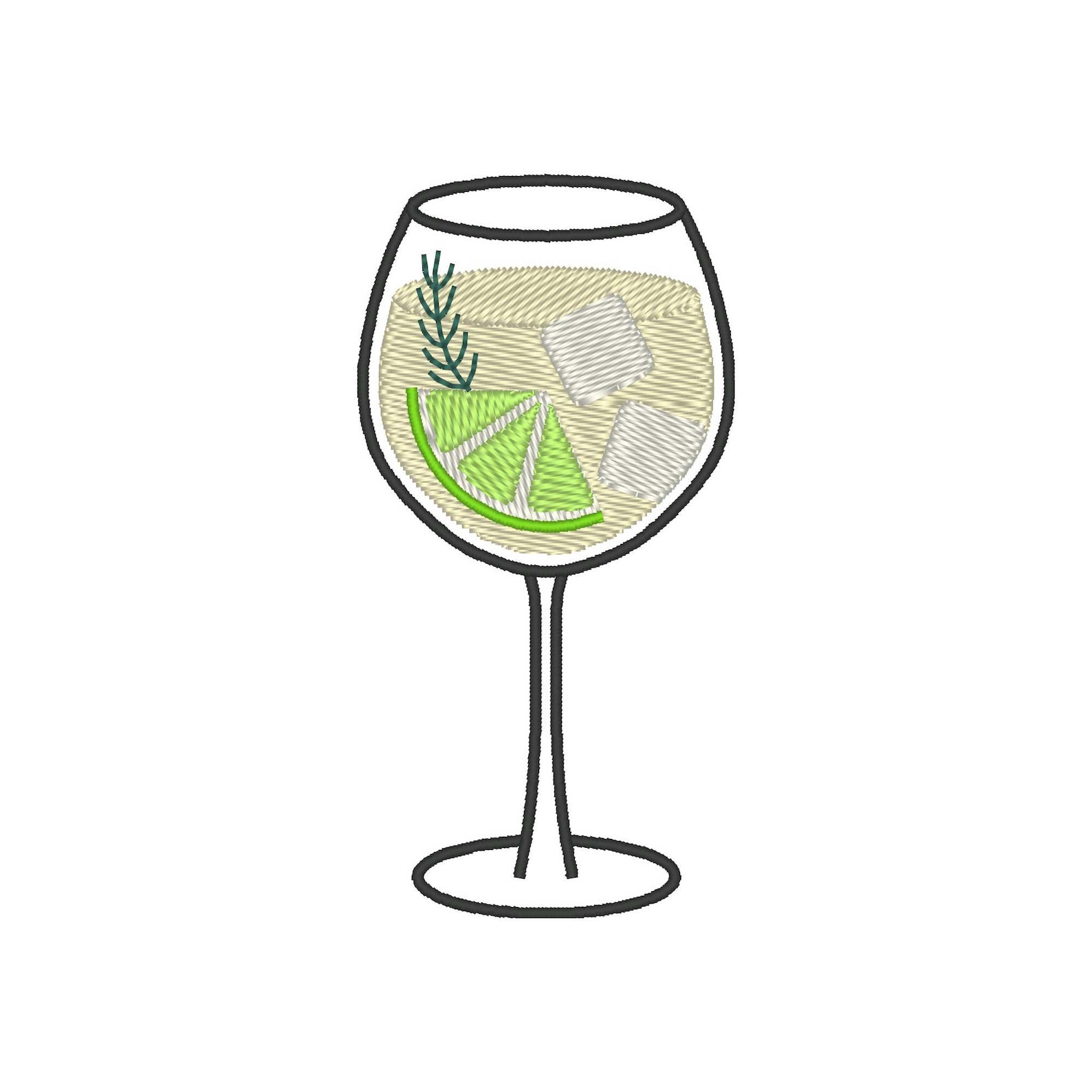 Gin Tonic Embroidery Design: Cocktail Embroidery File (digital Download ...