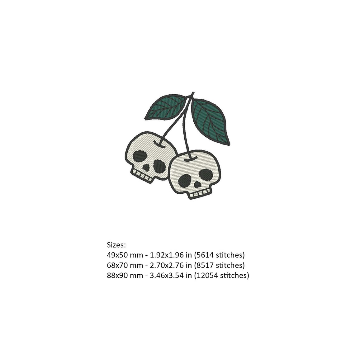 Cherry Skulls Embroidery Design: Halloween Embroidery File (digital ...