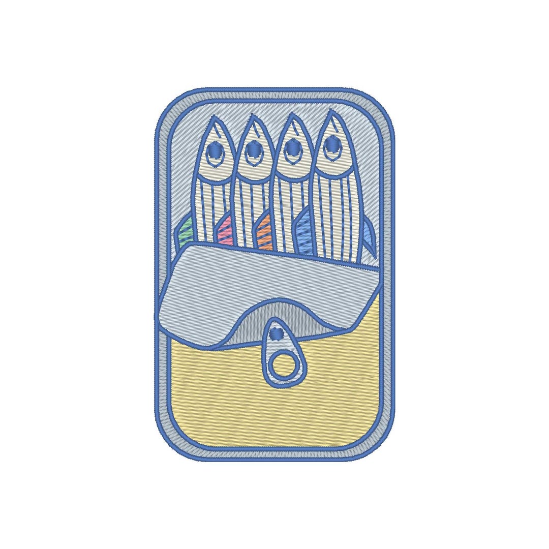 Sardines Embroidery Design, Sardine Can Embroidery Design, Sardine ...