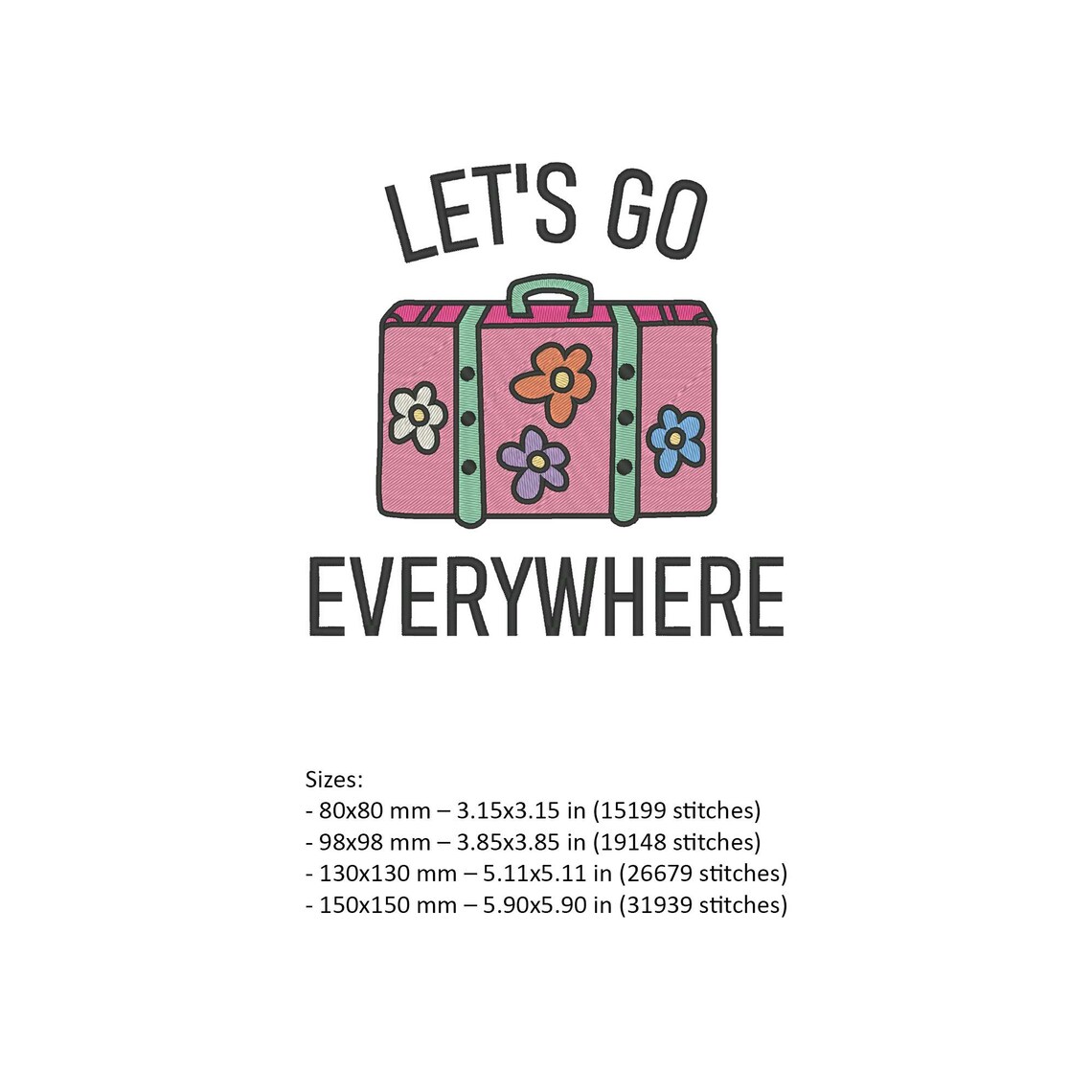 Let's Go Everywhere Embroidery Design: Travel Embroidery File (digital ...