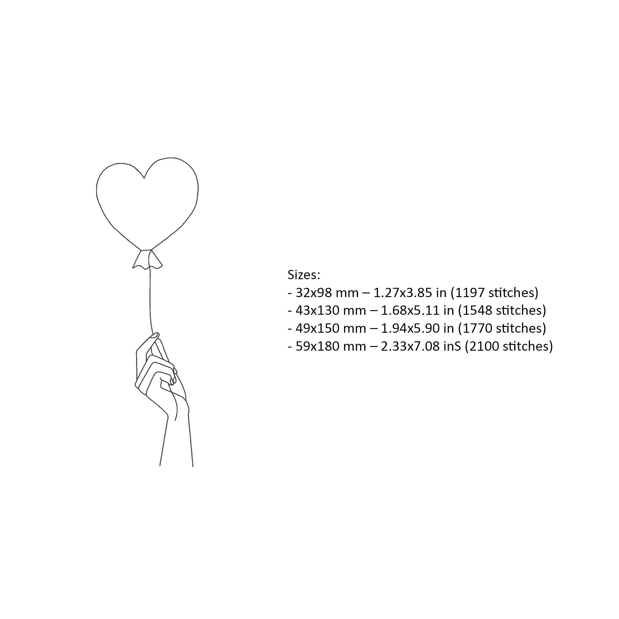 Heart Balloon Embroidery Design Line Art Embroidery Design - Etsy