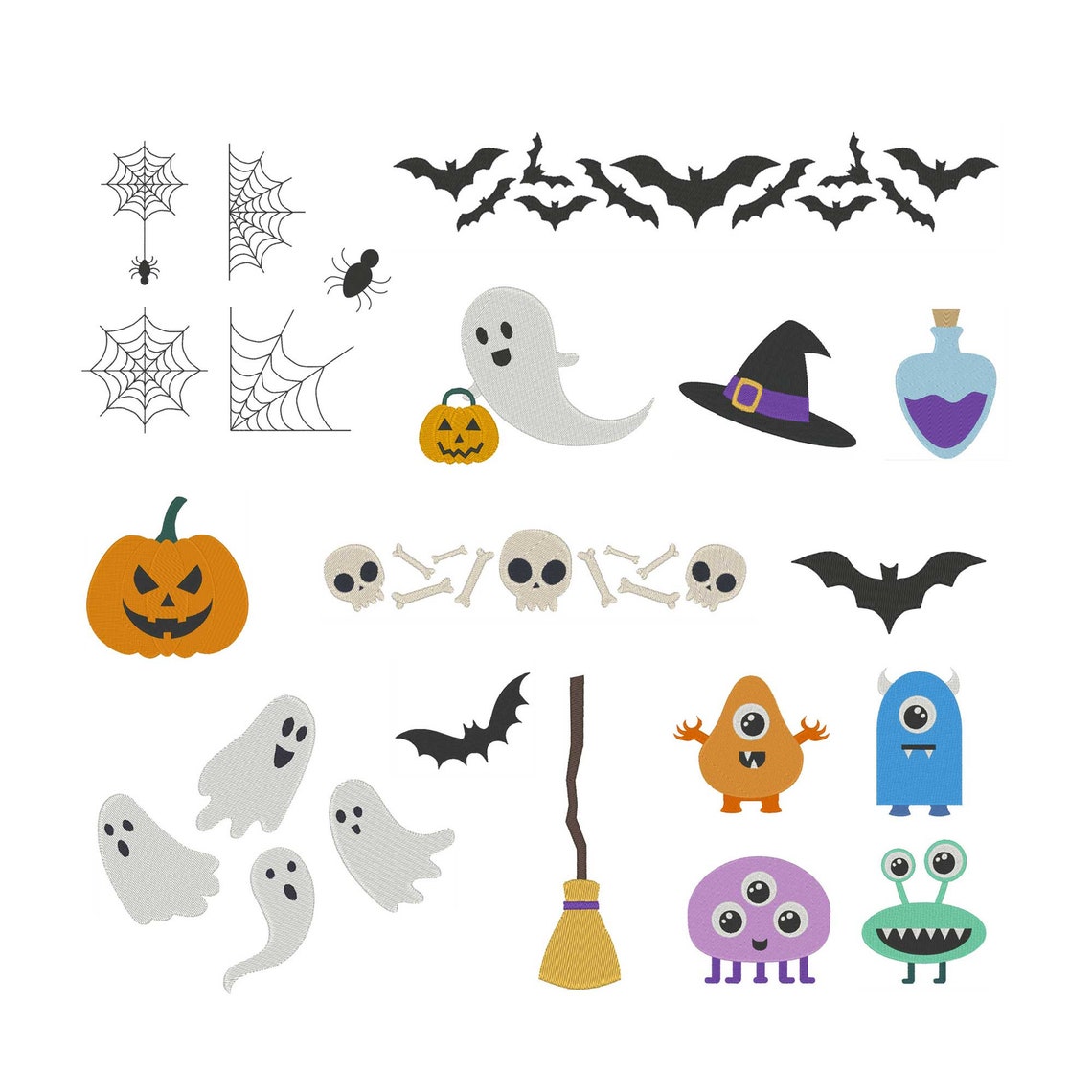 Halloween Embroidery Designs Halloween Embroidery Bundle | Etsy