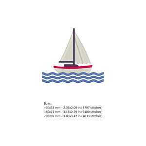 Sail Boat Embroidery Design, Boat Embroidery Design, Sailing Embroidery ...
