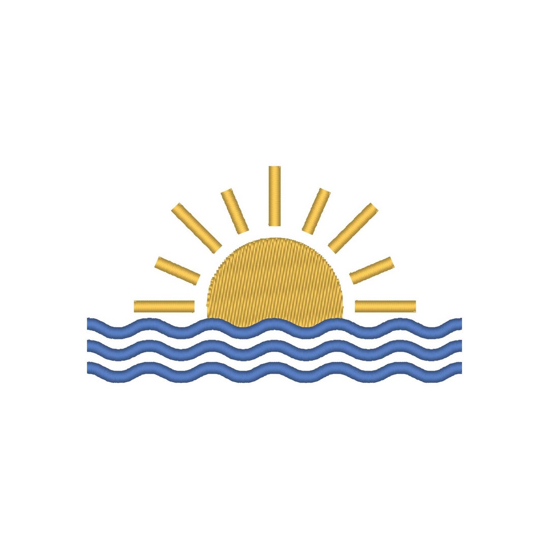 Ocean Sunrise Embroidery Design: Waves Embroidery File (digital ...