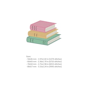 Book Stack Embroidery Design: Mini Books Embroidery File (digital ...