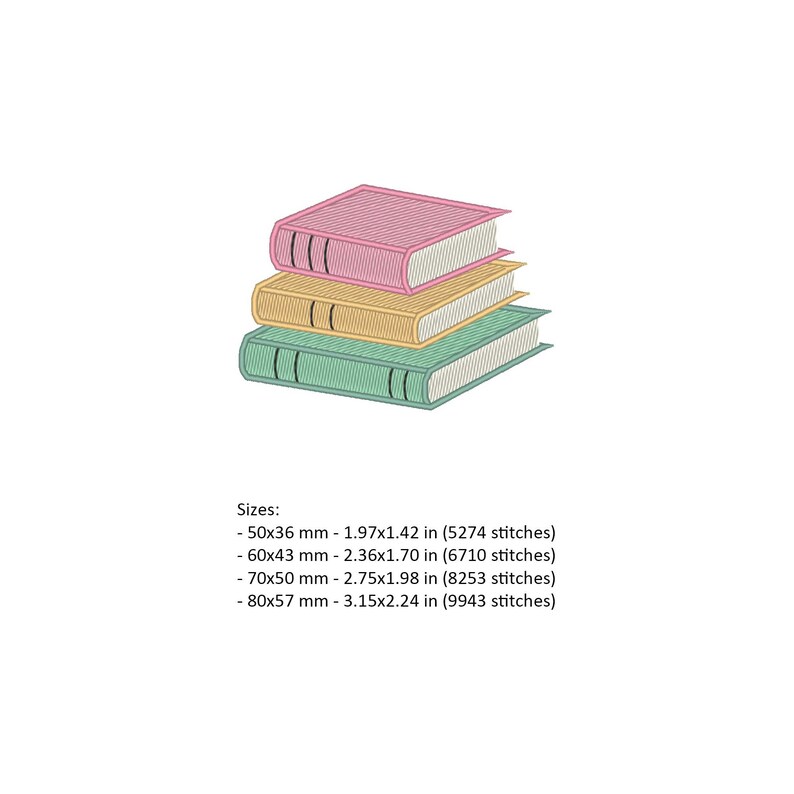 Book Stack Embroidery Design: Mini Books Embroidery File (digital ...