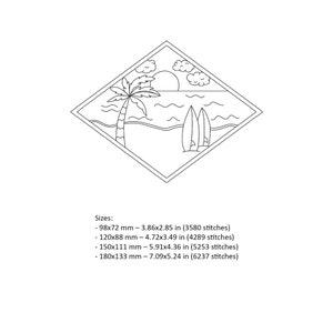 Beach Scene Embroidery Design: Vacation Embroidery File (digital ...