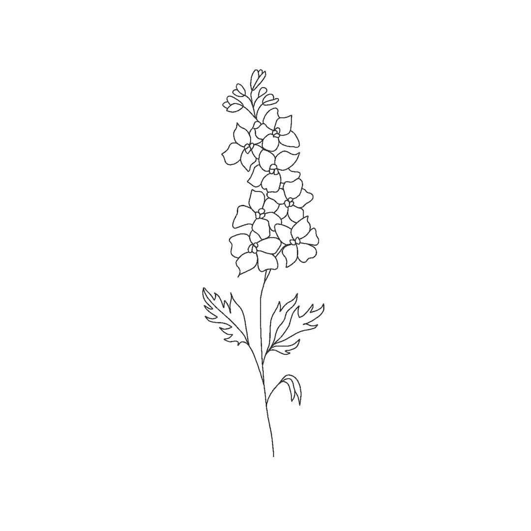 Larkspur Embroidery Design: July Birth Flower Machine Embroidery File ...