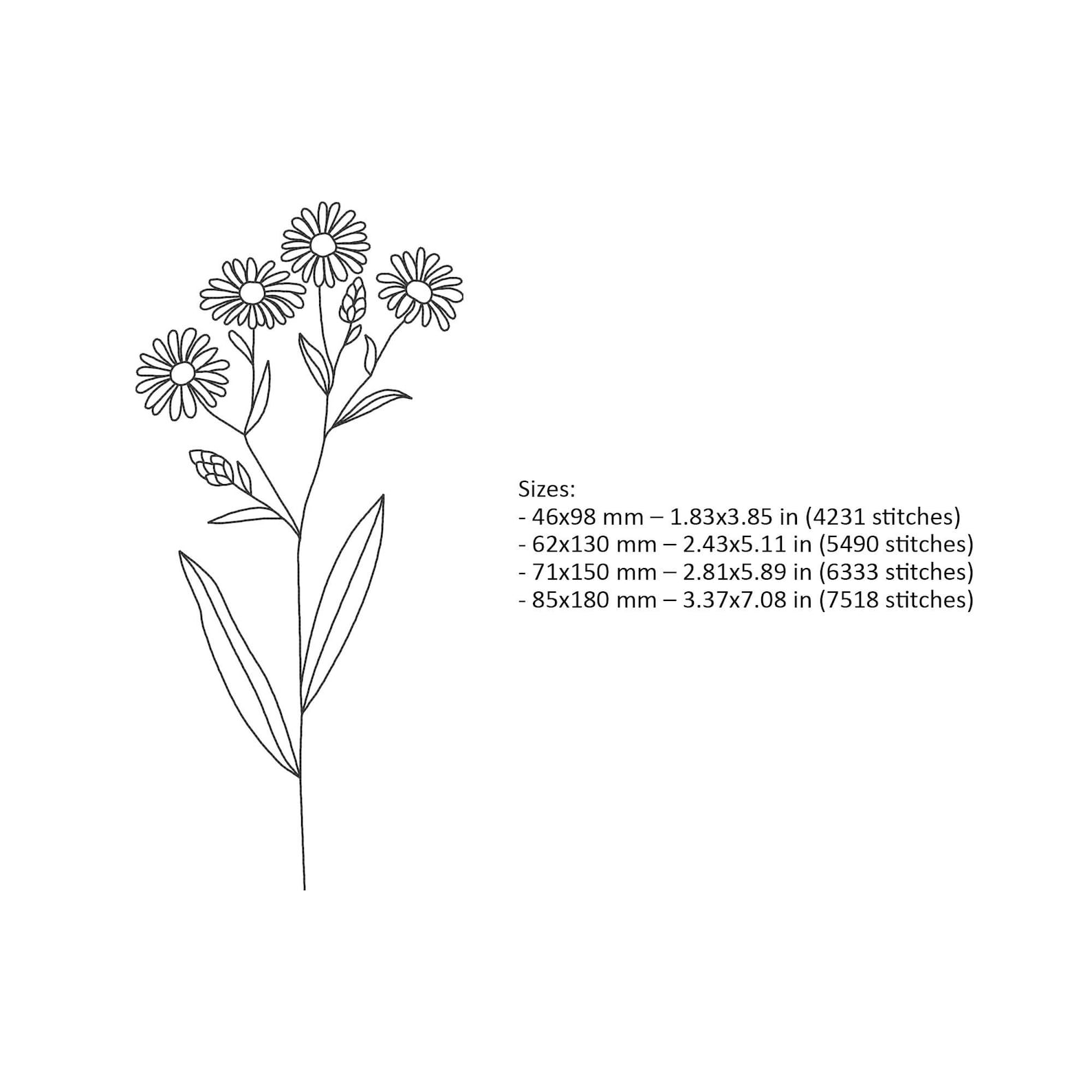 Aster Embroidery Design September Birth Flower Embroidery - Etsy