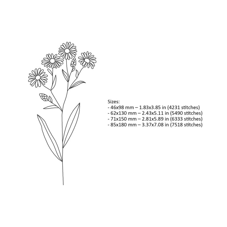Aster Embroidery Design: September Birth Flower Embroidery File ...