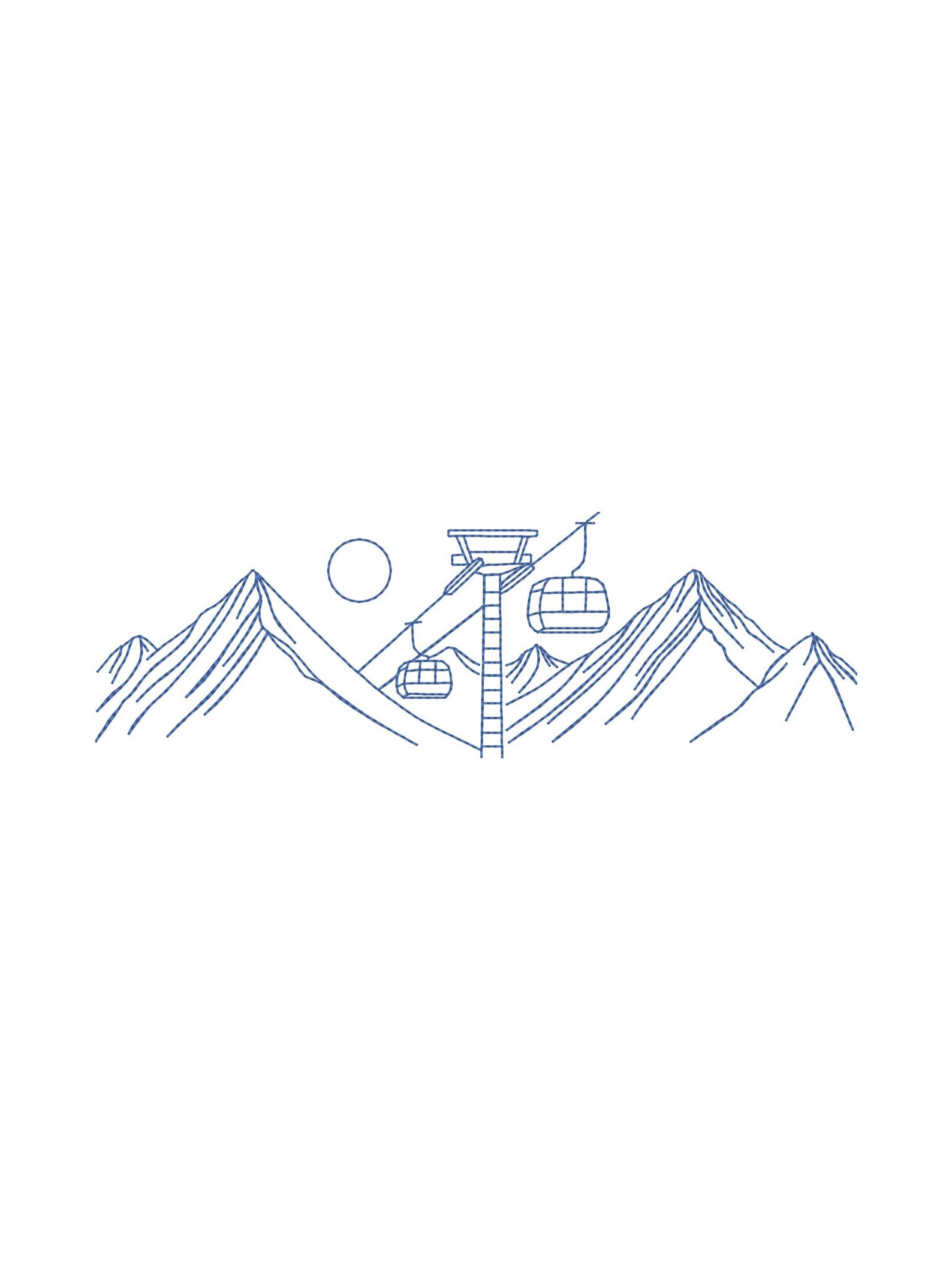 Mountains Ski Lift Embroidery Design: Winter Machine Embroidery File ...