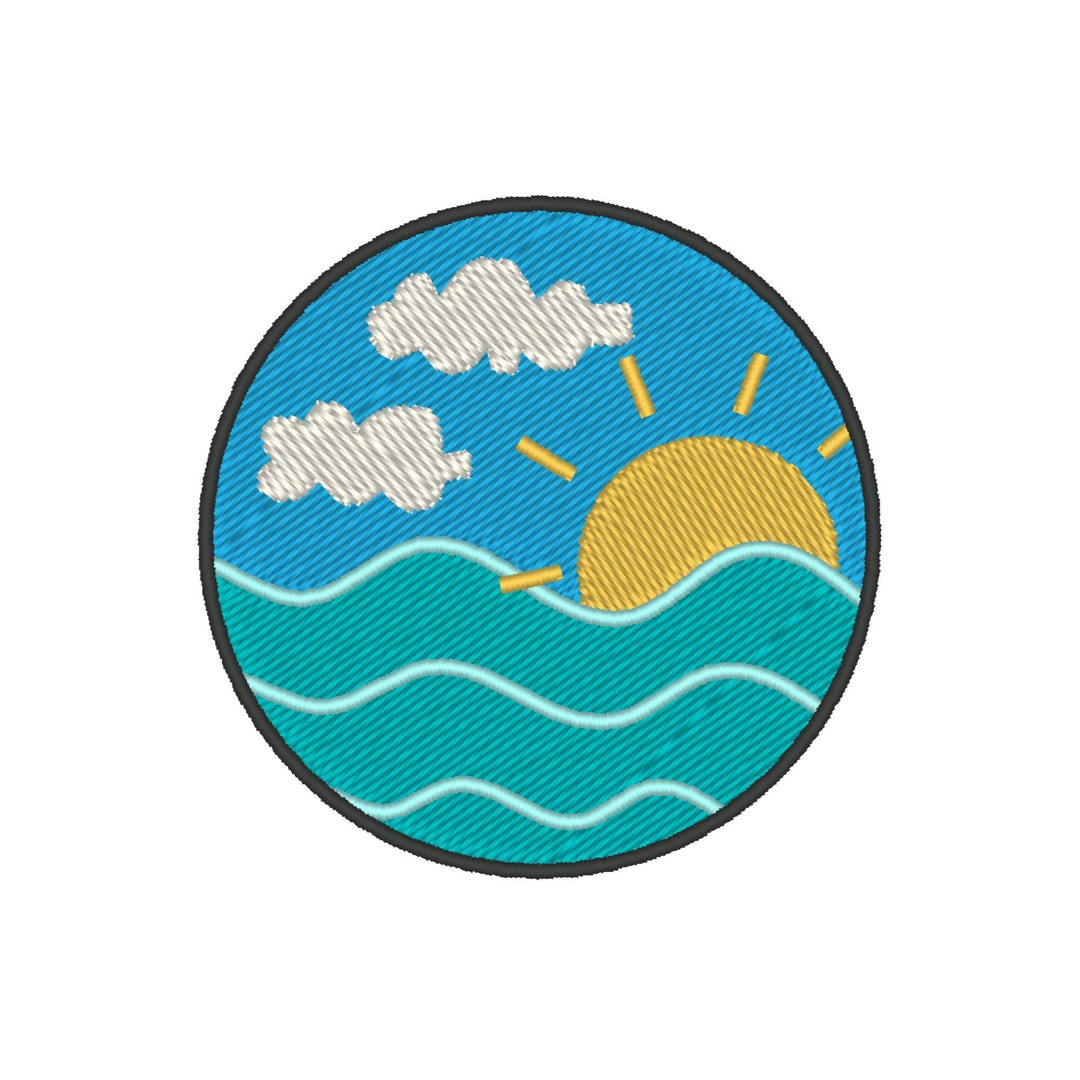 Ocean Embroidery Design, Seaside Embroidery Design, Beach Embroidery ...